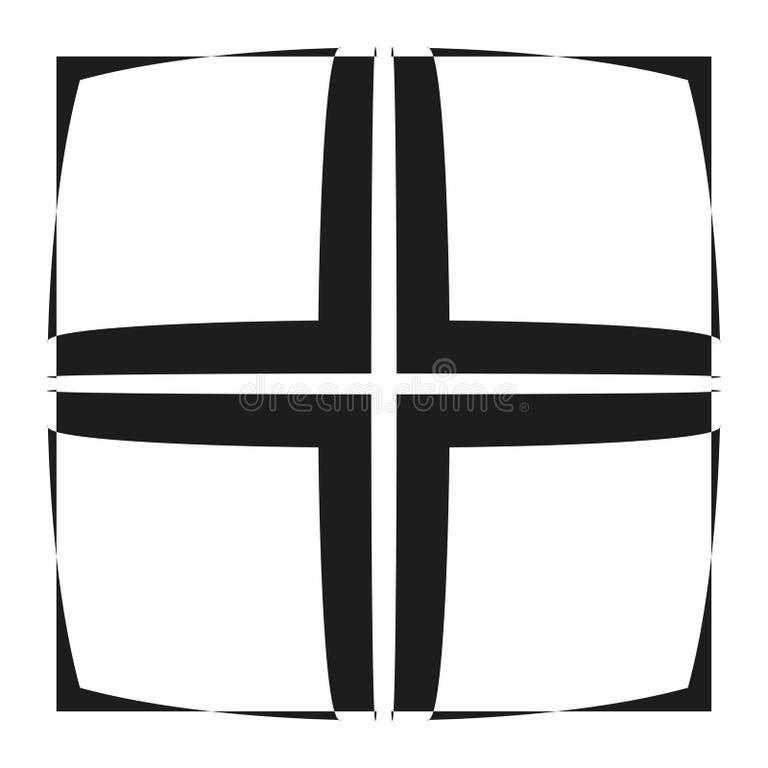 Geometric Cross Pattern. Black White Vector. Abstract Square Shape ...