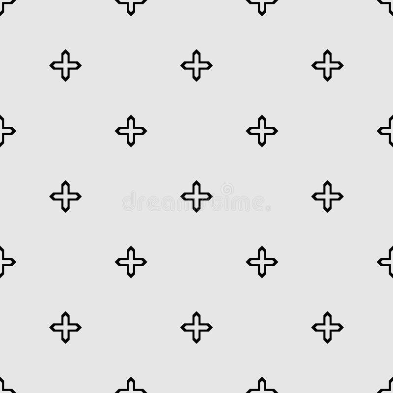 Grey Cross Symbol Pattern on Grey Background. Stock Illustration ...