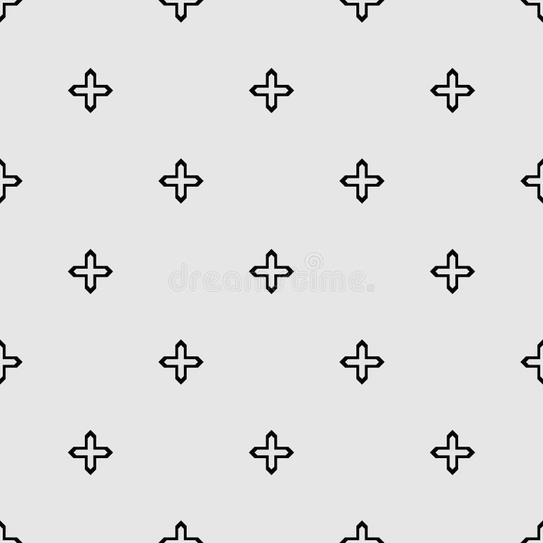 Grey Cross Symbol Pattern on Grey Background. Stock Illustration - Illustration of font, element ...