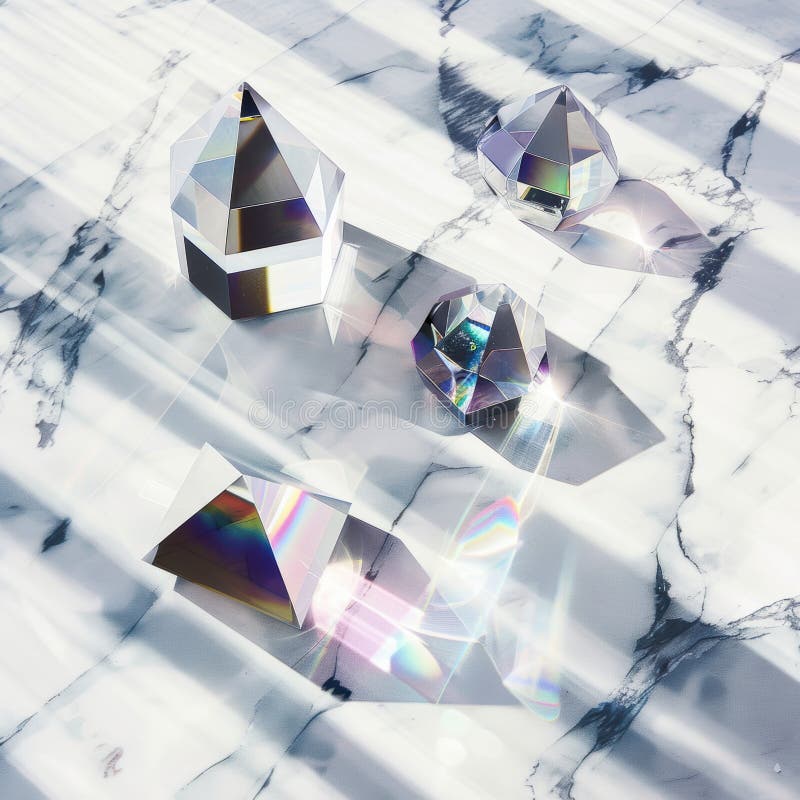 Geometric Crystal Objects Reflecting Light Stock Illustration ...