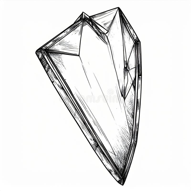 Geometric Crystal Structure Sketch in Black and White Stock ...