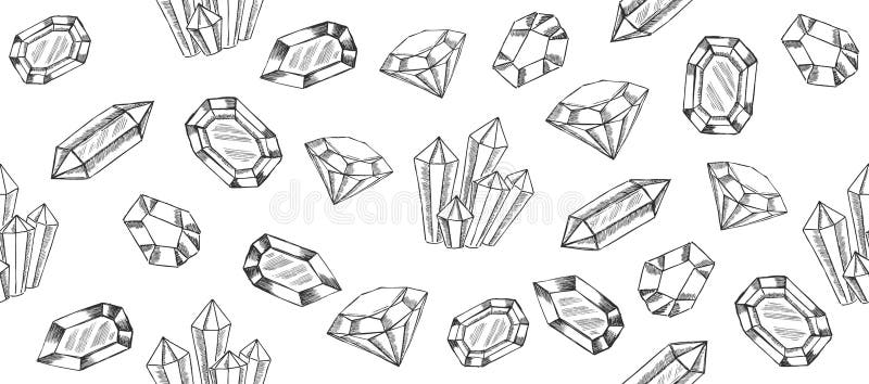 Geometric Crystals Pattern with and Minerals. Stock Illustration ...