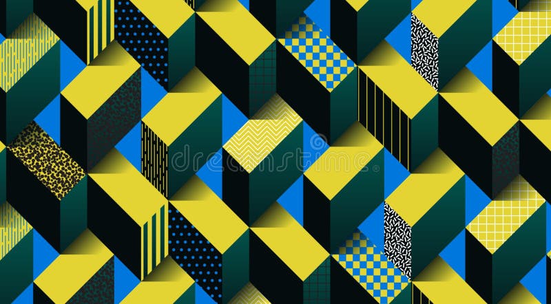 Geometric Cube Abstract Pattern, 3d Drawing Style Technique Line Neatly ...