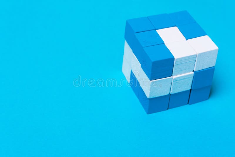 Geometric Cube of Blue and White Parts. Concept of Creativity, S Stock ...