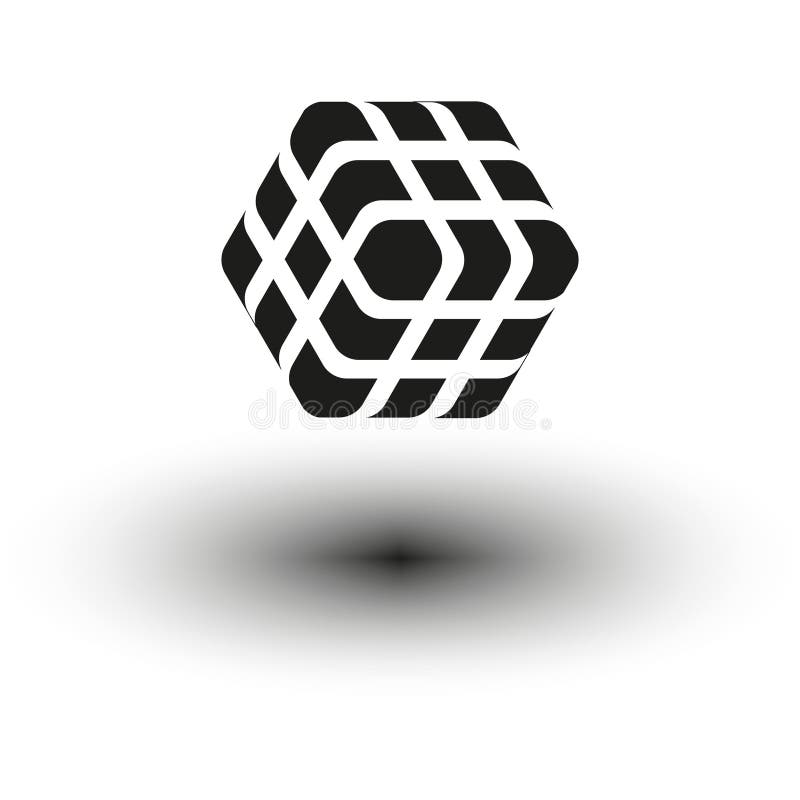 Geometric Cube Icon. Abstract 3D Shape. Black Hexagon Pattern. Vector ...