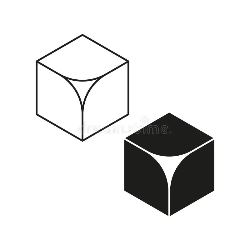Geometric Cube Icon. Minimalist Shape Design. Monochrome Cube Figure ...