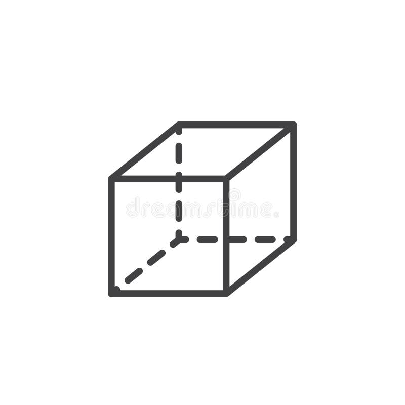 Cube Geometric Figure Outline Icon Stock Vector - Illustration of ...