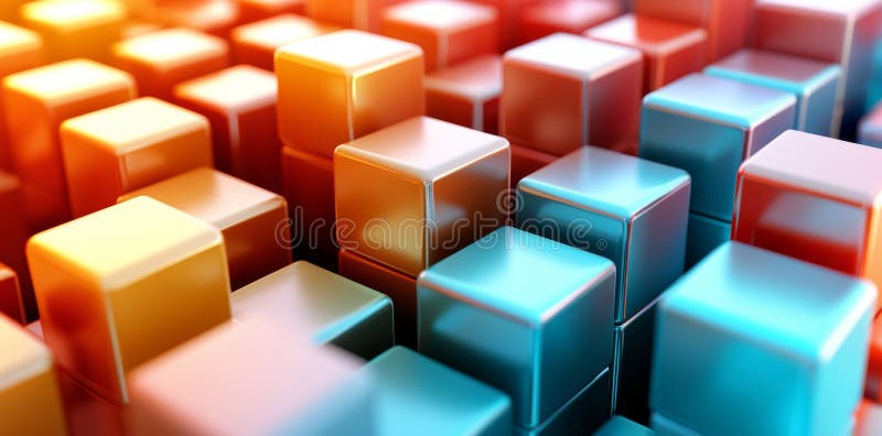 Geometric Cube Pattern and Colorful Abstract Squares in Modern Computer ...
