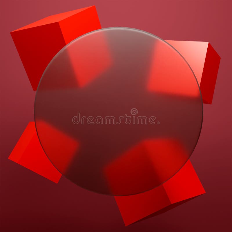Geometric Cube Red Full with Glass Morphism 3d Realistic Illustration ...