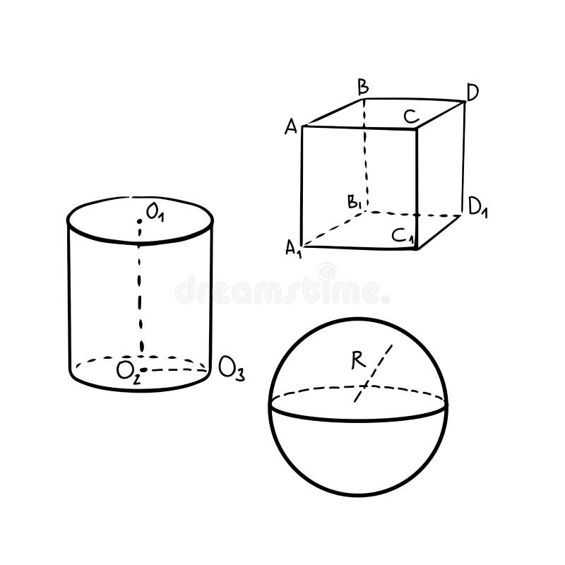 Geometric Cube, Sphere and Cylinder Shapes Stock Vector - Illustration ...