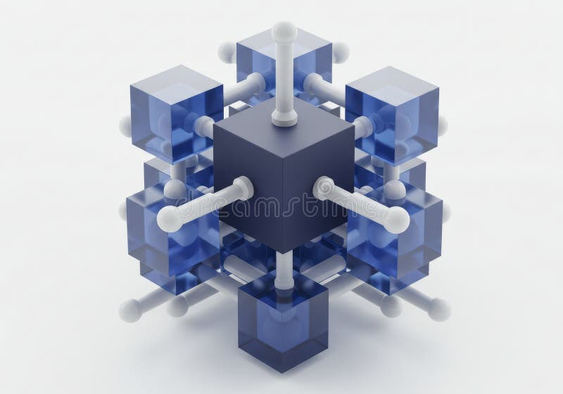 Geometric Cube Structure with Blue and White Elements Stock ...