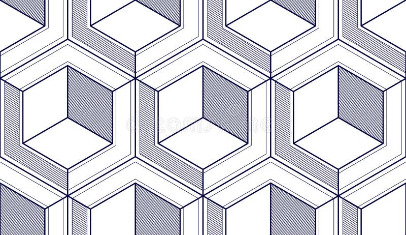 Geometric Cubes Abstract Seamless Pattern, 3d Vector Background. Stock ...