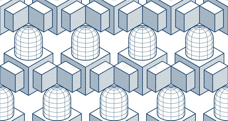 Geometric Cubes Abstract Seamless Pattern, 3d Vector Background. Stock ...