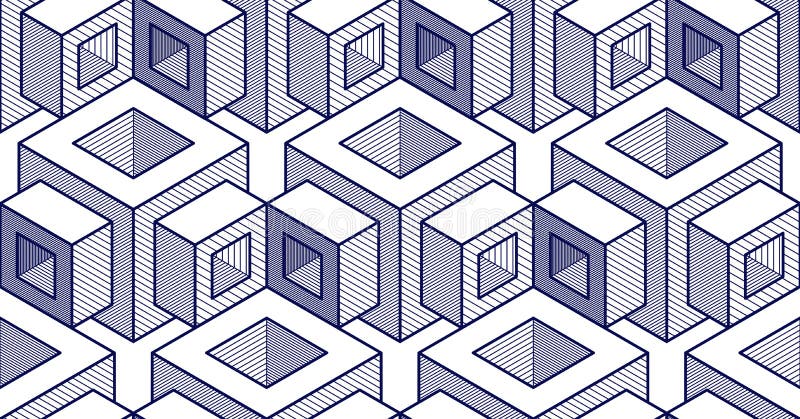 Geometric Cubes Abstract Seamless Pattern, 3d Vector Background. Stock ...
