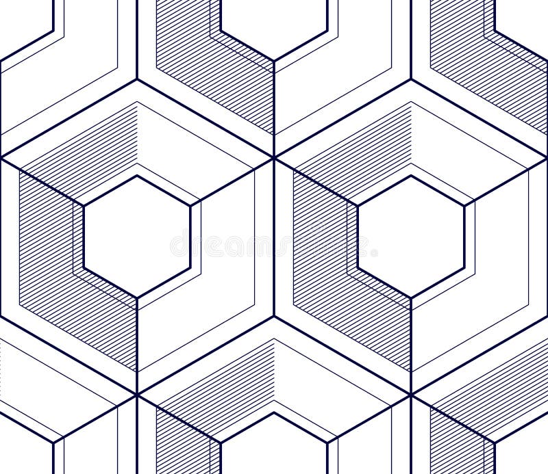 Geometric Cubes Abstract Seamless Pattern, 3d Vector Background. Stock ...