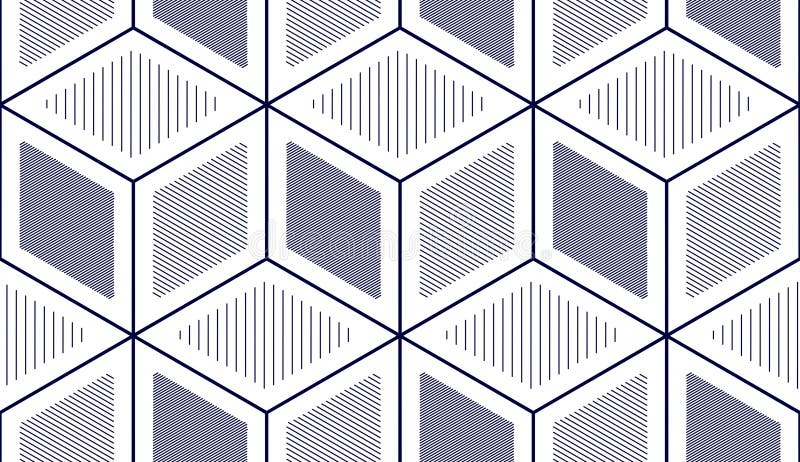 Geometric Cubes Abstract Seamless Pattern, 3d Vector Background. Technology Style Engineering ...
