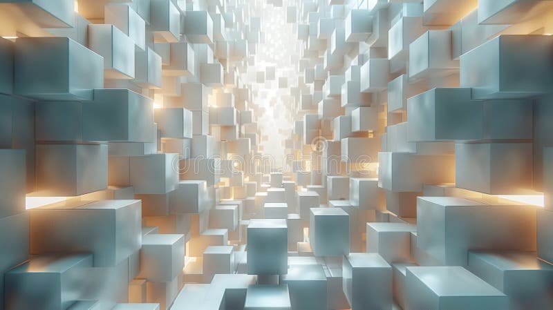 Geometric Cubes Flying on White Background - Abstract Animation Loop ...