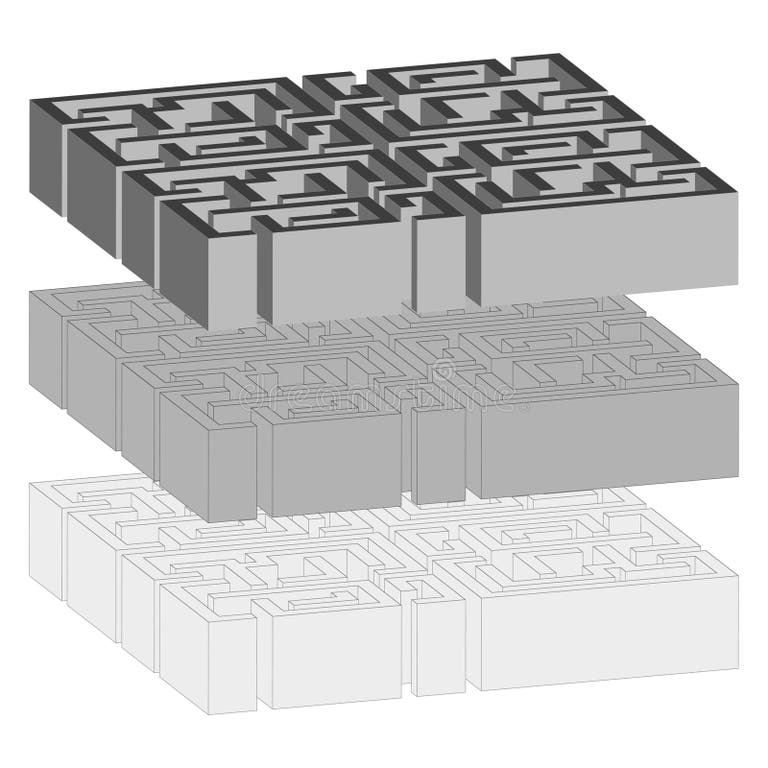 Geometric Cubes Pattern. Abstract Building Blocks. Stacked Solid Forms. Vector Architectural ...