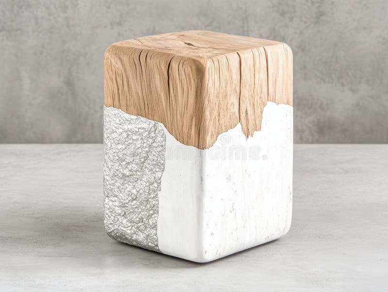 A Geometric Cubic Background Featuring Alternating Concrete and Wood ...