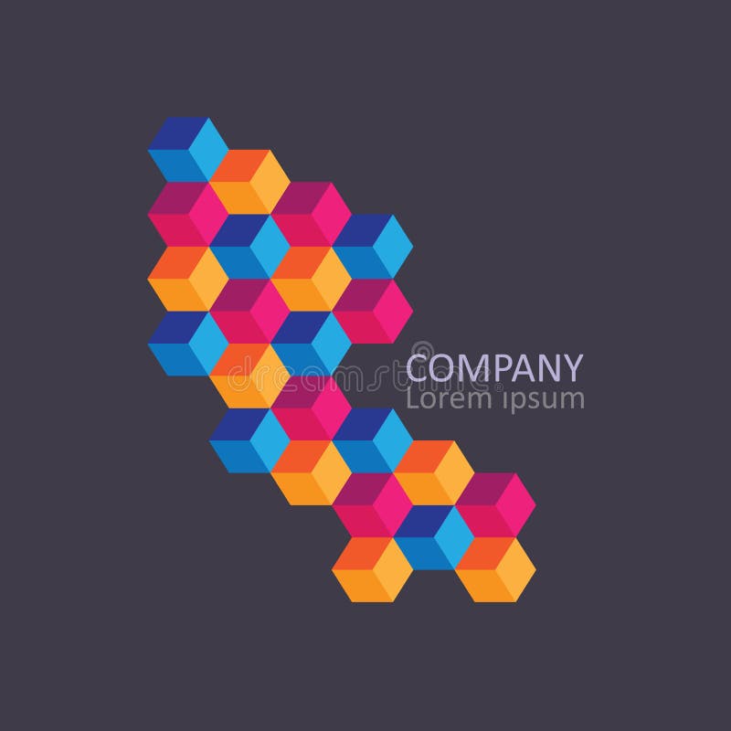 Geometric Cubic Isometric Logo or Emblem. Stock Vector - Illustration ...