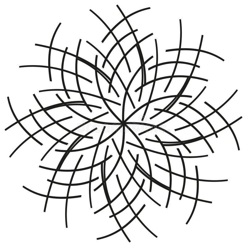 Geometric Curve Flower. Circular Abstract Shape. Rotating Motion Vector ...