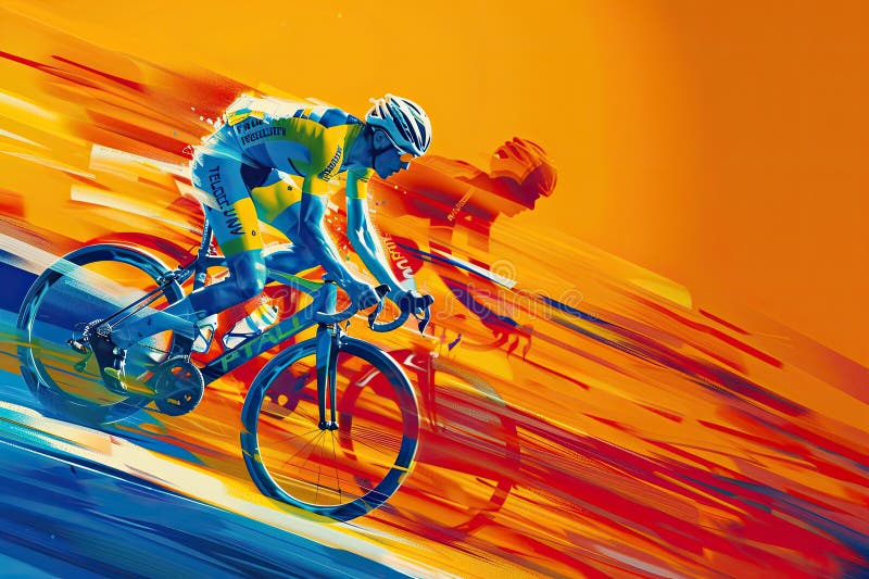 Geometric Cyclists Racing Towards Finish Line in Intense Competition on ...