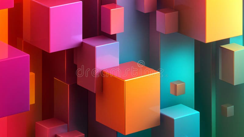 Geometric 3D Background, Abstract Shapes in 3D with a Gradient ...