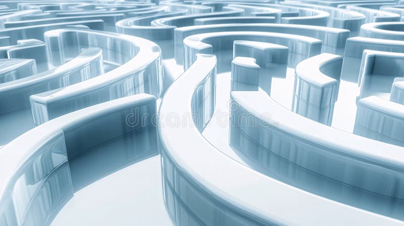 Geometric 3D Background Featuring a Complex Maze with a Reflective ...