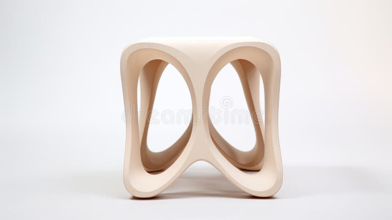 Organic Geometric Abstraction: White Stool with Curved Edges Stock ...