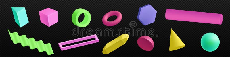 Geometric 3d Colored Shapes. Round and Cubic Elements Stock ...