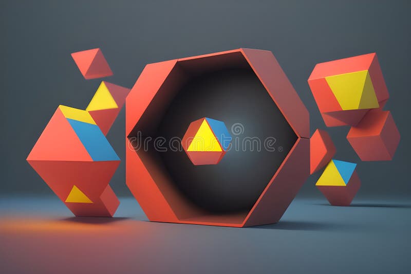 Abstract 3d Rendering of Geometric Shapes Composition with Squares ...