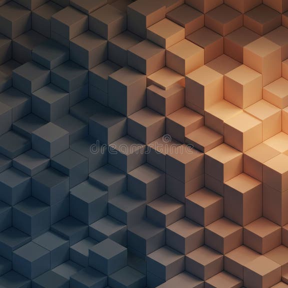 Geometric 3D Composition with Interlocking Cubes in Gradient Lighting ...