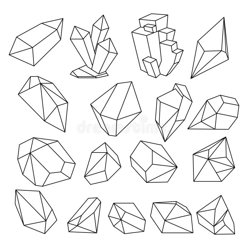 Geometric 3d Crystal Line Shapes Vector Set Stock Vector - Illustration ...