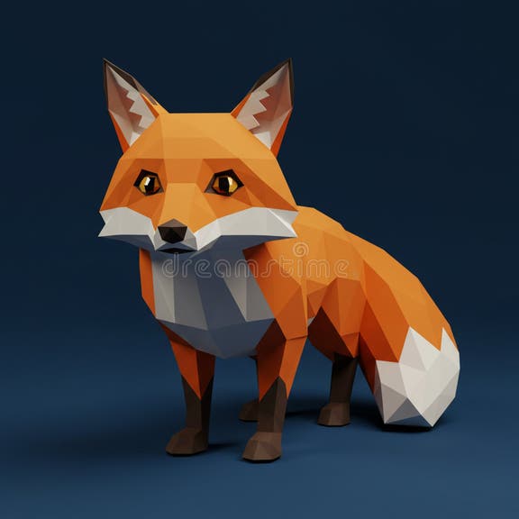 Geometric 3D Fox Design Made of Polygons, Featuring Sharp Edges and ...