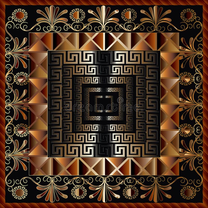Geometric 3d Greek Panel Pattern. Vector Ornate Abstract Background ...