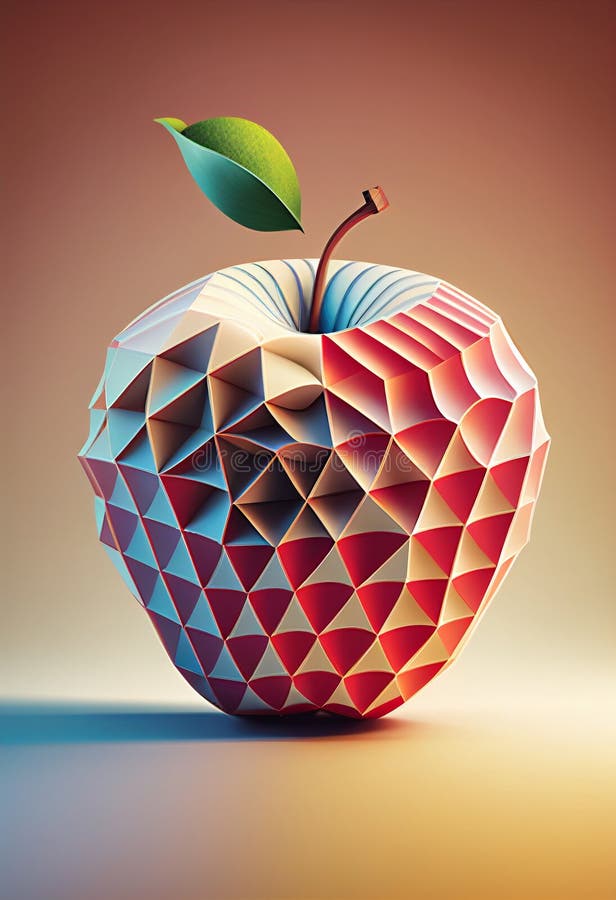 Geometric 3D Image of an Apple. AI Generated Stock Illustration ...