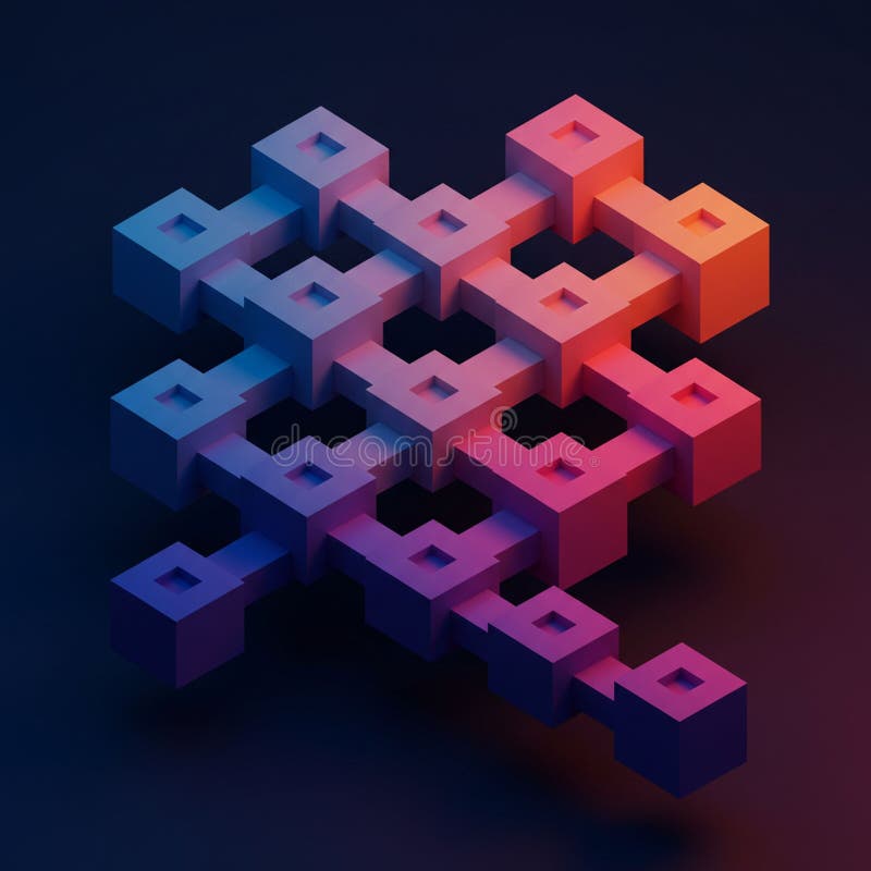 Geometric 3D Lattice of Connected Cubes Creates an Intricate Pattern ...