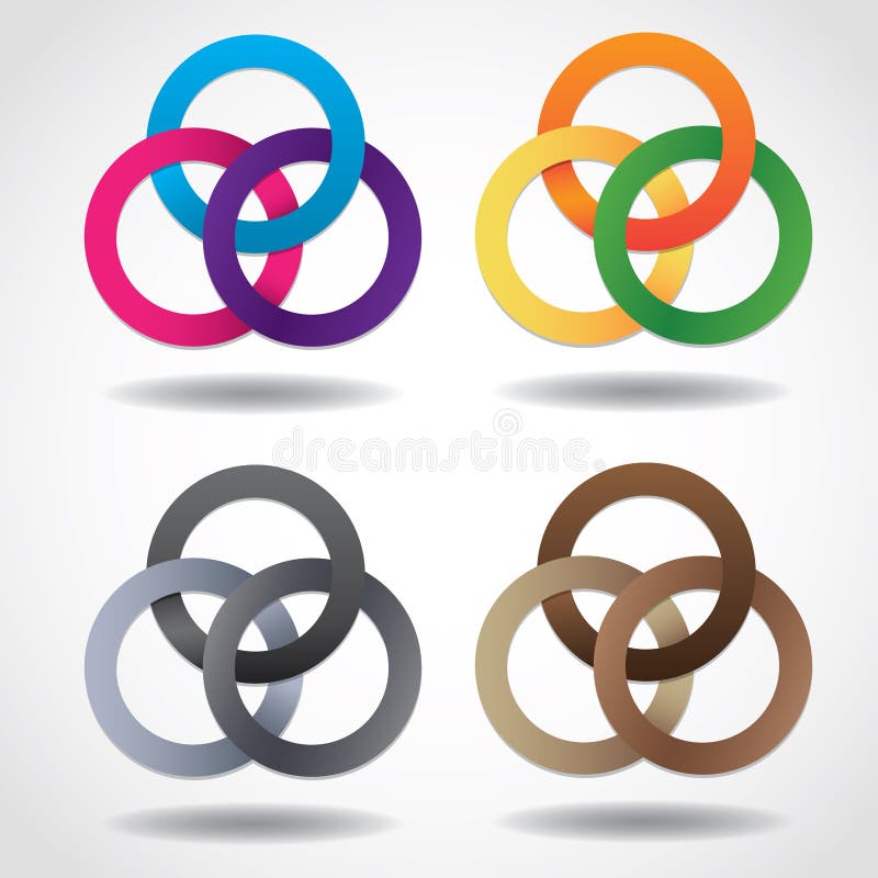 3D Multicolored Embracing Metal Ring Shapes Stock Vector - Illustration ...