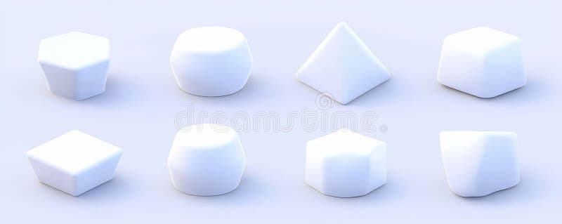 Geometric 3D Objects Set Isolated on Grey Background. White Realistic ...