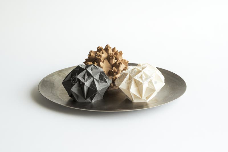 Geometric 3d Printed Sculptures on Metal Plate Stock Photo - Image of ...