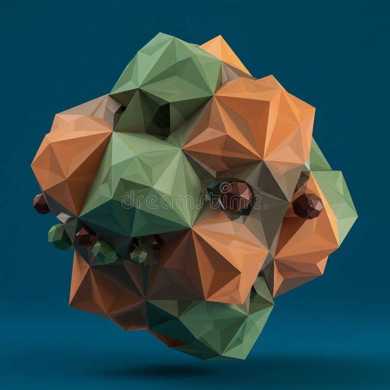 Geometric 3D Sculpture Featuring a Complex Polyhedral Form Composed of ...