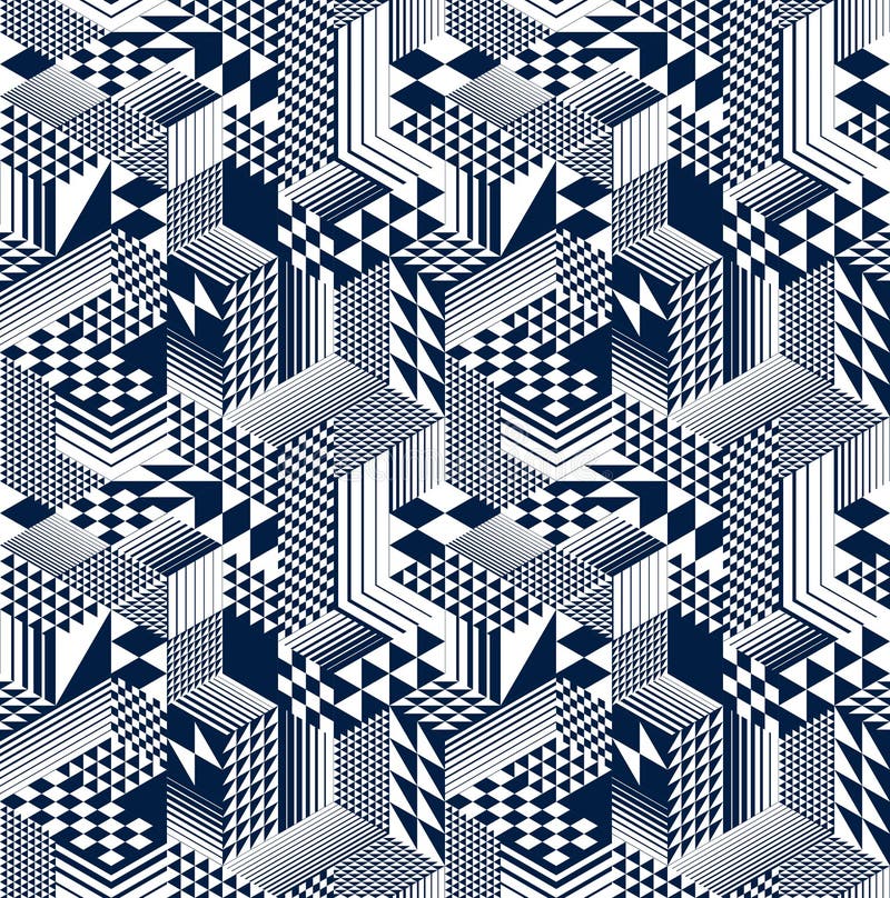 Textile Seamless Pattern Cubes White Texture Triangles Stock ...