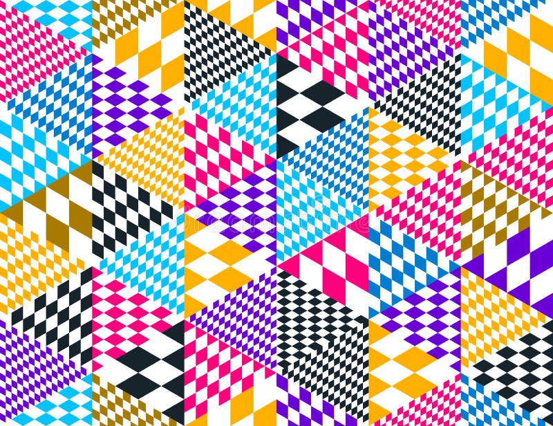Geometric 3D Seamless Pattern with Cubes, Rhombus and Triangles Boxes ...
