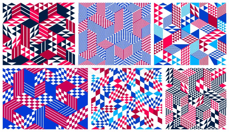 Geometric 3D Seamless Patterns with Cubes, Rhombus and Triangles Boxes ...