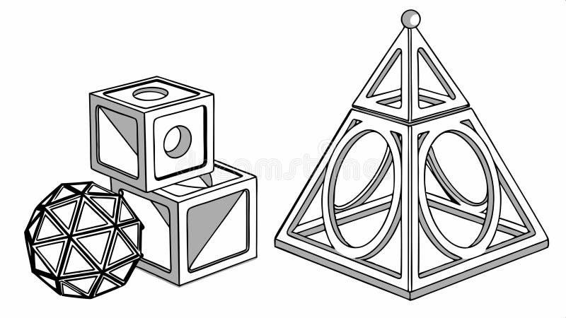 Geometric 3D Shapes: Pyramid, Cube, Sphere, Educational Design Vector ...