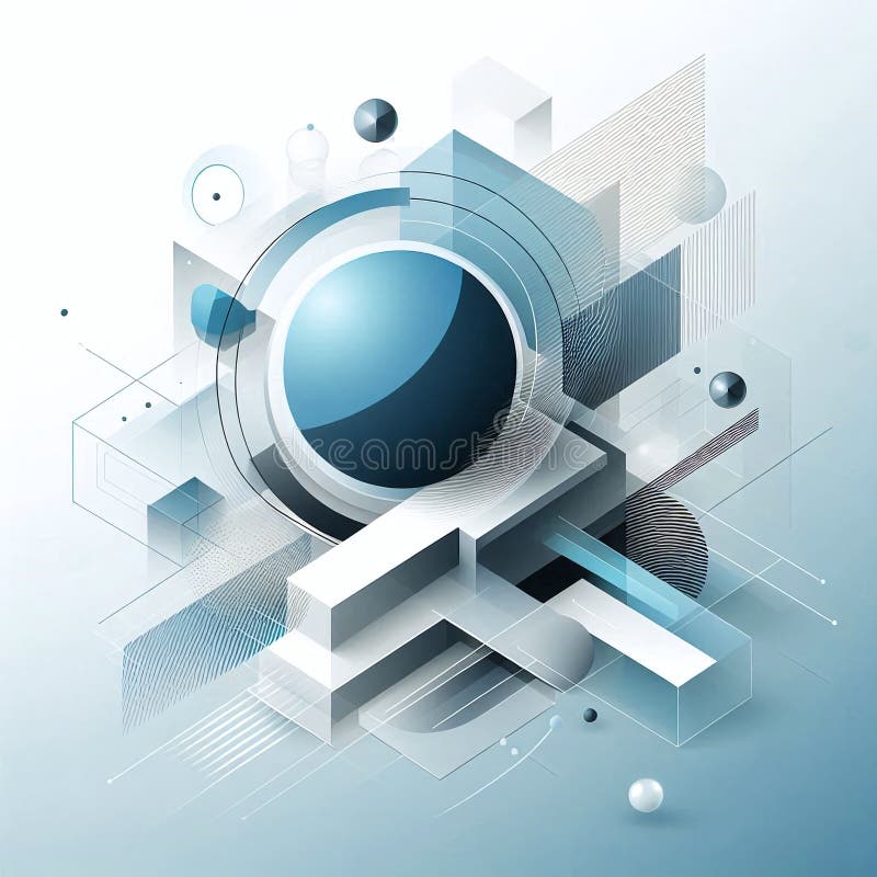 Geometric 3D Shapes and Structures in Light Blue Shades Stock ...