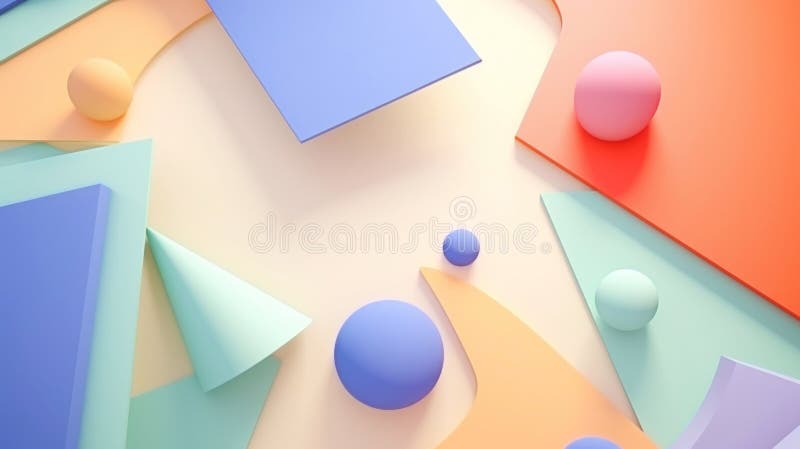 Geometric 3d Smooth Pastel Shapes. Abstract Background with Light ...