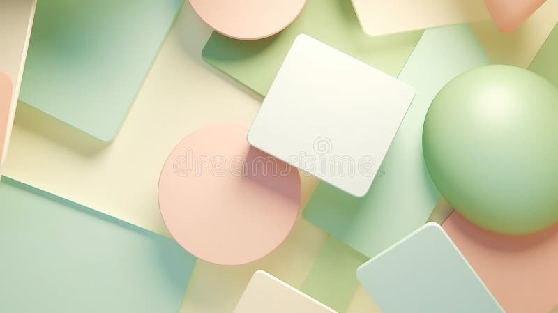 Geometric 3d Smooth Pastel Shapes. Abstract Background with Light ...