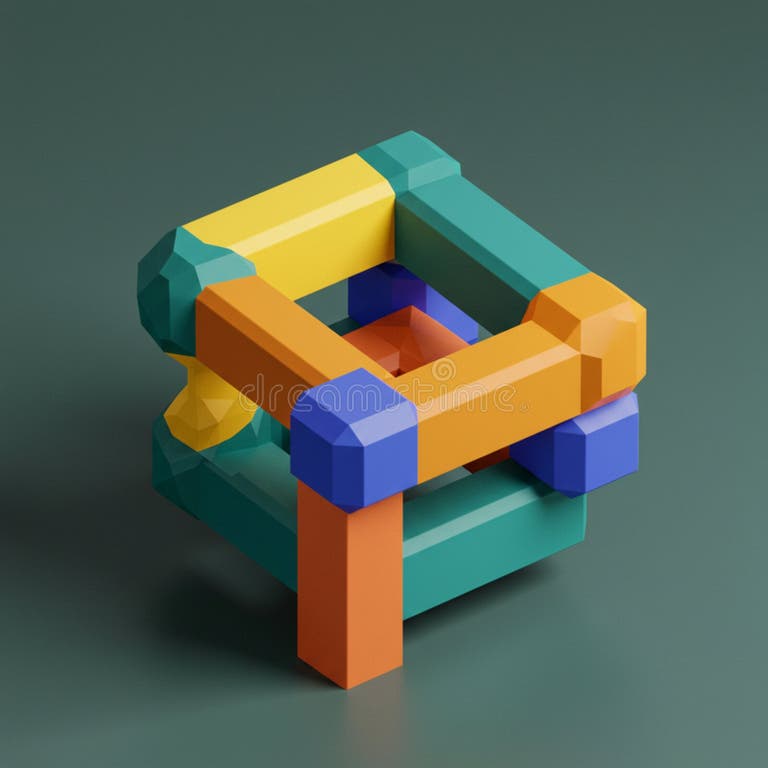 Geometric 3D Structure Featuring Interlocking Rectangular Prisms in ...