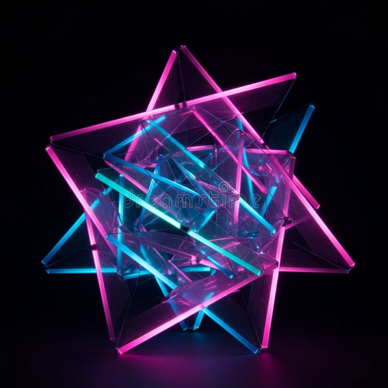 Geometric 3D Structure Featuring Interlocking Translucent Triangles ...